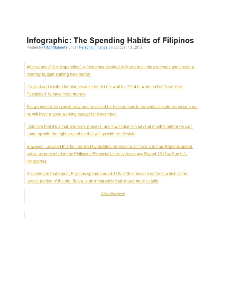 Infographic: The Spending Habits of Filipinos: Fitz Villafuerte ...