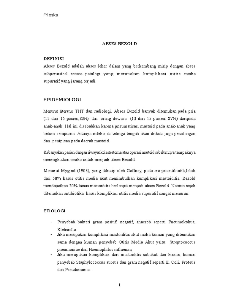 Abses Bezold: Definisi dan Penanganan | PDF