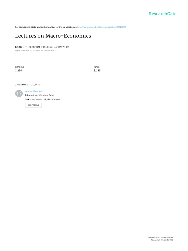 Lectures on Macro-Economics Overview | PDF | Finance & Money Management