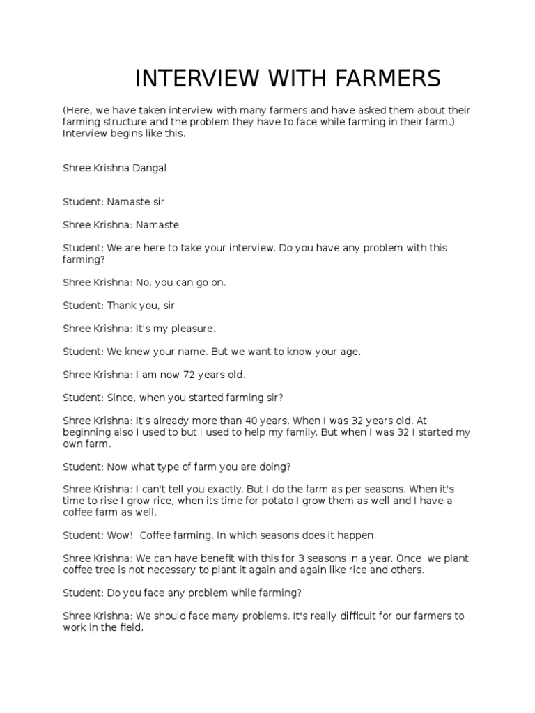 Interview With Farmers | PDF