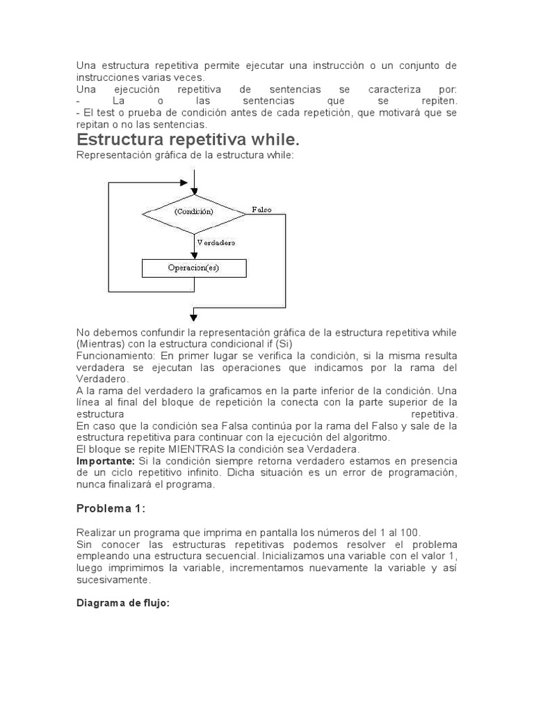 Una Estructura Repetitiva Permite Ejecutar Una Instrucción o Un Conjunto de Instrucciones Varias ...