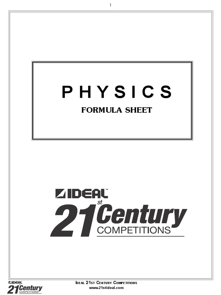 Physics Formula Booklet | Rotation Around A Fixed Axis | Significant ...