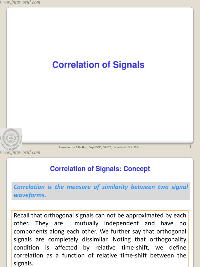 Ssp Pt Correlation Pdf Spectral Density Bandwidth Signal Processing