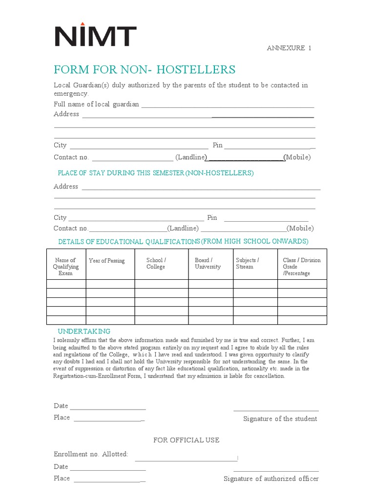 Mandatory Annexures Required For Admission at NIMT | PDF | University ...