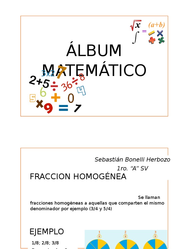 Álbum de Fracciones Matemáticas | PDF | Fracción (Matemáticas ...