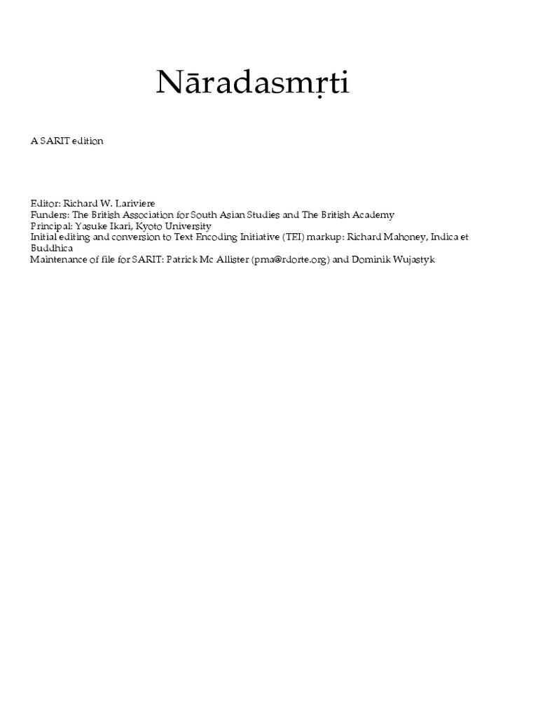 Narada Smriti | PDF | Written Communication | Writing