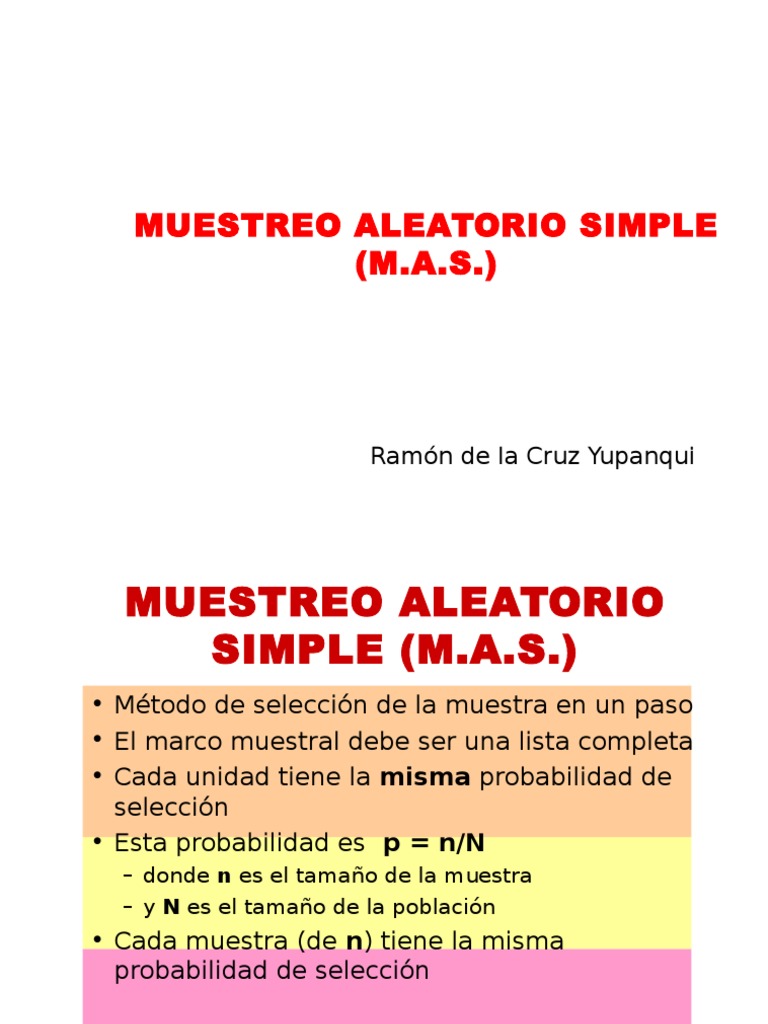 2 Muestreo Aleatorio Simple | Descargar gratis PDF | Muestreo ...