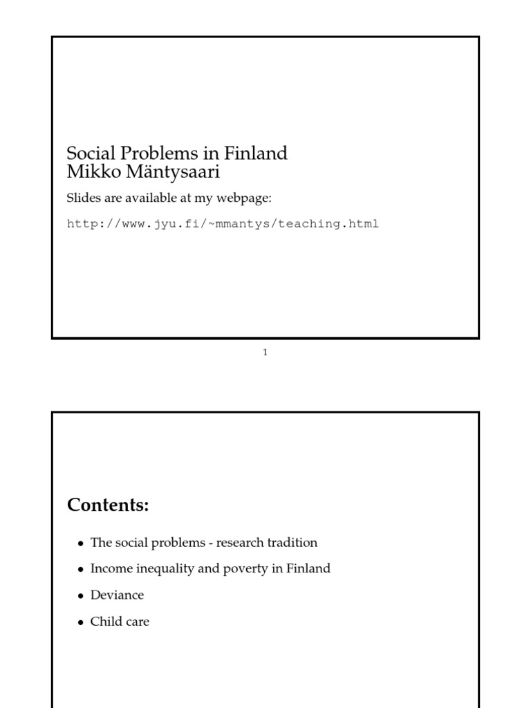 Social Problems in Finland | PDF | Gini Coefficient | Sociology