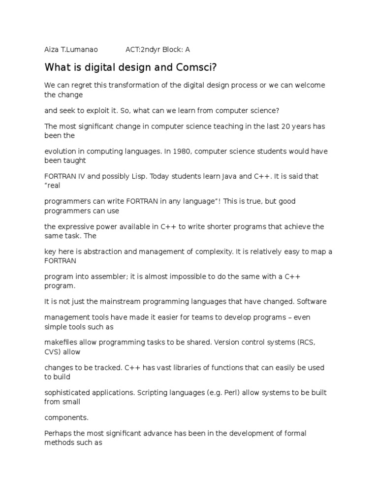 What Is Digital Design and Comsci? | PDF | Logic Synthesis | C++