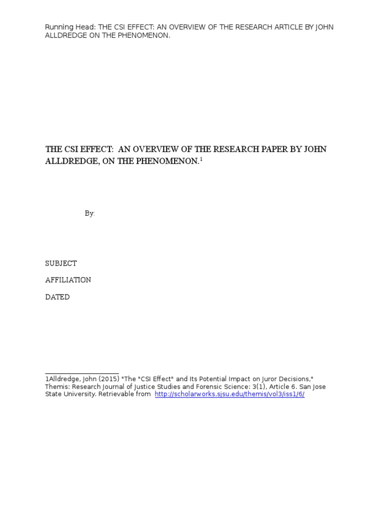 The Csi Effect | PDF | Forensic Science | Crime & Violence