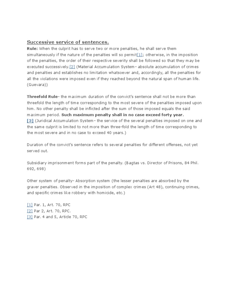 Successive Service of Sentences | PDF