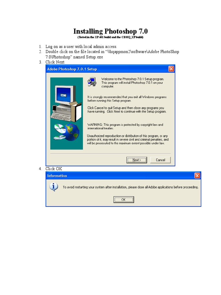 Installing Photoshop 7 | PDF