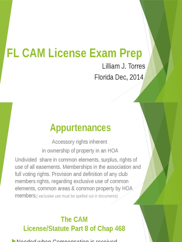 CAM License Exam Prep PP | PDF | Condominium | Lease