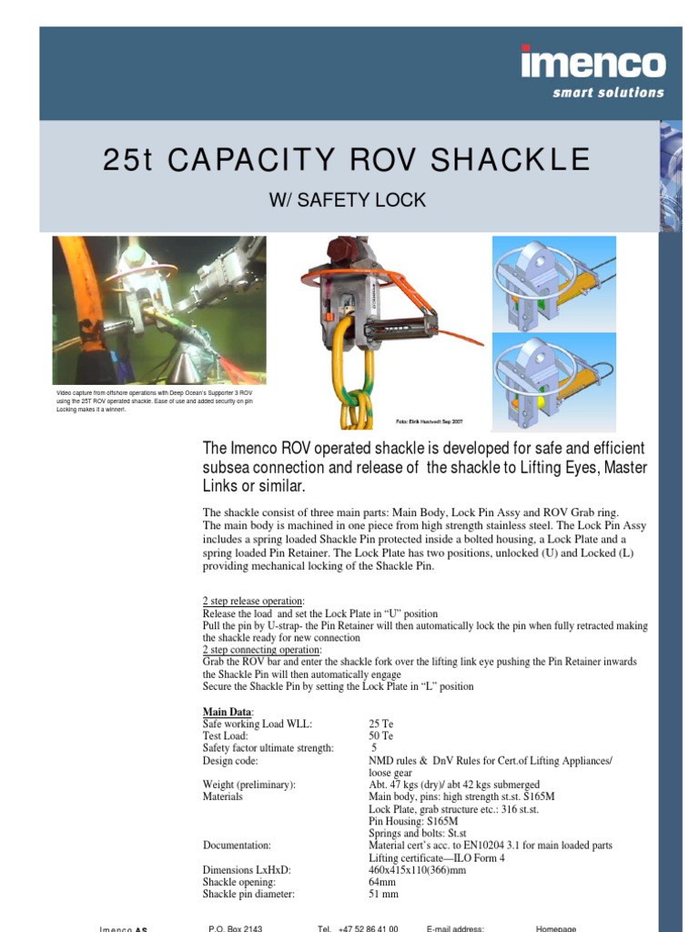 2 25T ROV Shackle | PDF | Subsea (Technology) | Lock (Security Device)