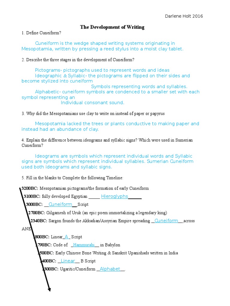 The Development of Writing Worksheet Key | PDF | Foreign Language ...