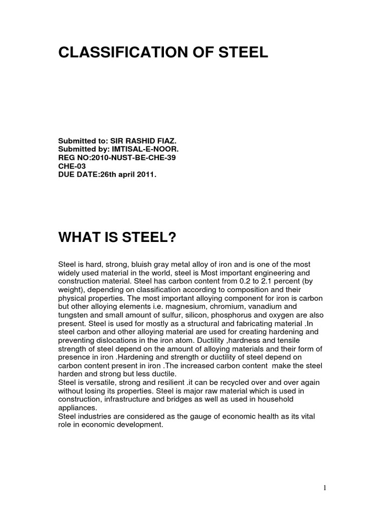 Classification of Steel Types and Uses | PDF | Steel | Heat Treating