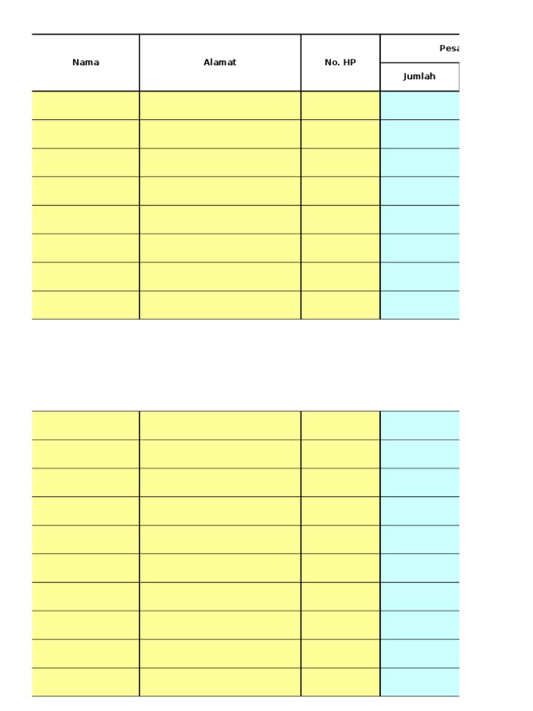 Format Rekap Orderan Kosong | PDF