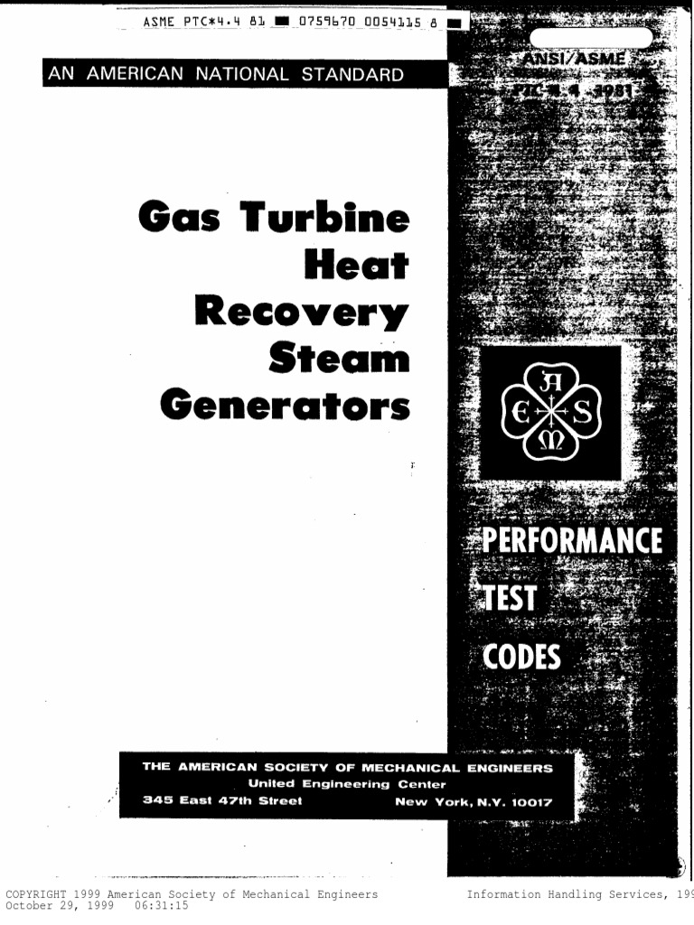 ASME-PTC-4-4-1981 Gas Turbine Heat Recovery Steam Generators PDF | PDF ...