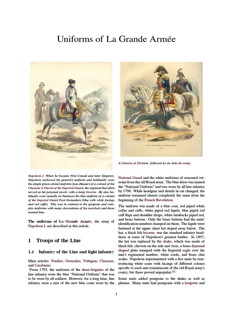 Uniforms of Napoleon's Grande Armée | PDF | Uniforms | Military ...