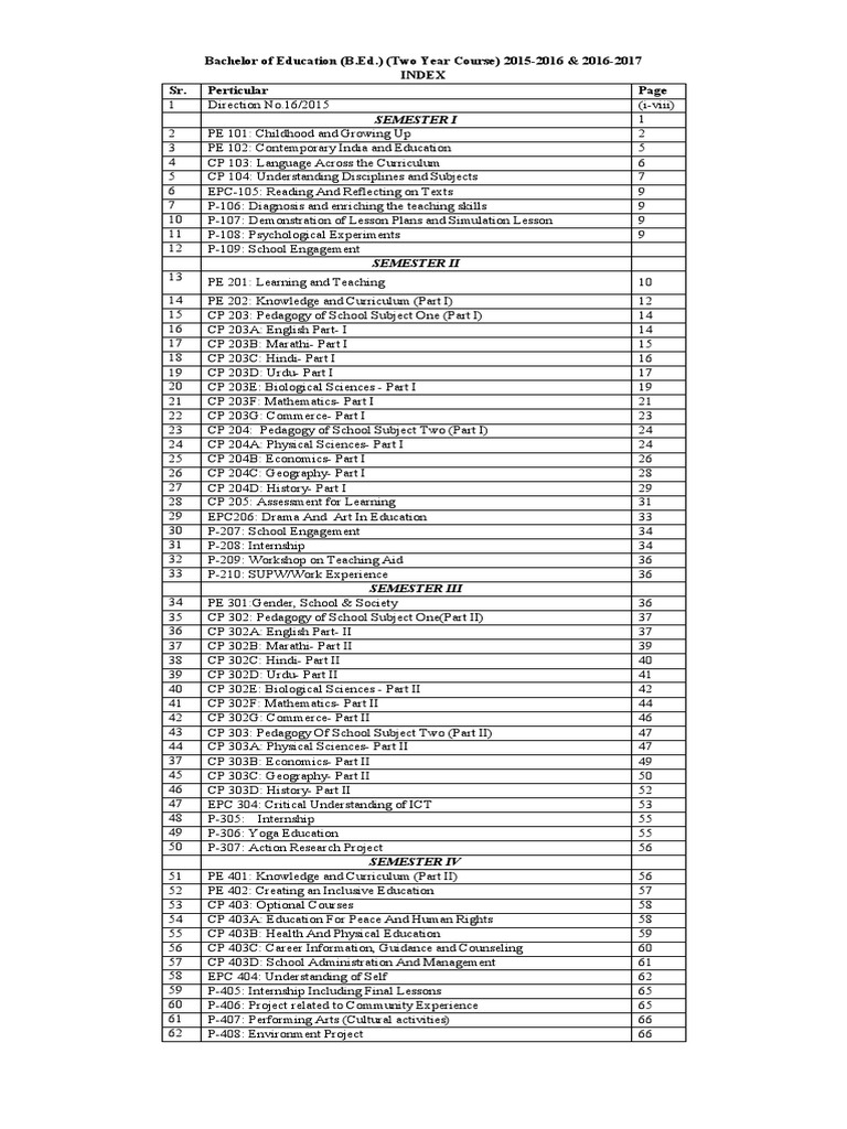 Syllabus B.ed. Two Year Course 2015 2017 | PDF | Child Development ...
