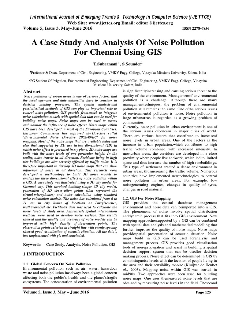 3D Noise Pollution Analysis in Chennai | PDF | Geographic Information ...