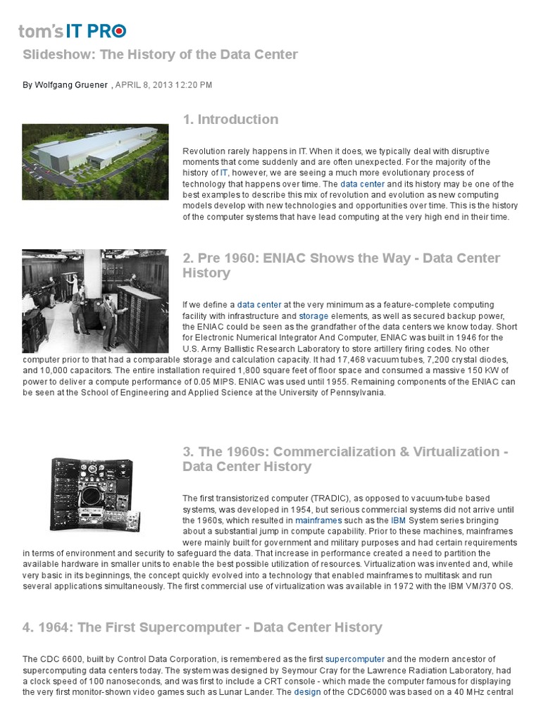 Slideshow - The History of The Data Center | PDF | Data Center ...