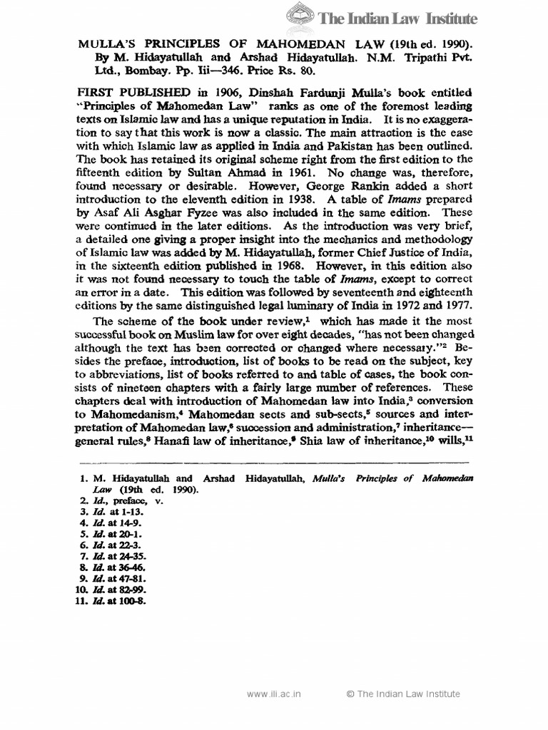 Mulla's Principles of Mahomedan Law | PDF | Sharia | Divorce