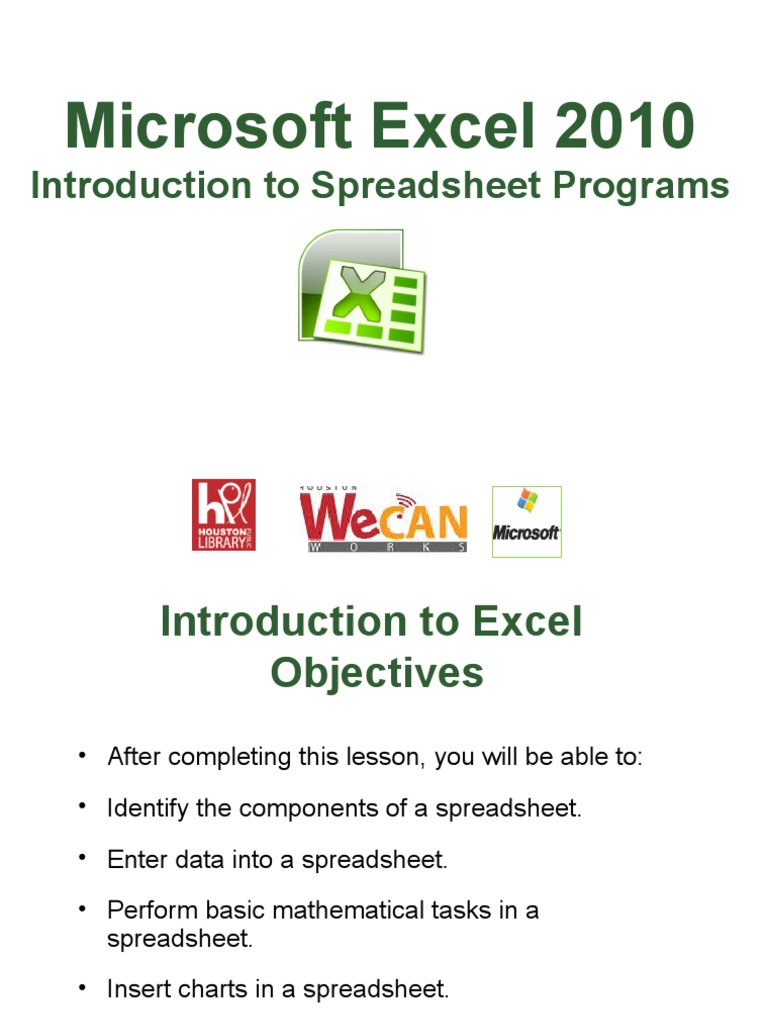 A Comprehensive Introduction to the Key Features and Functions of Microsoft Excel 2010 ...
