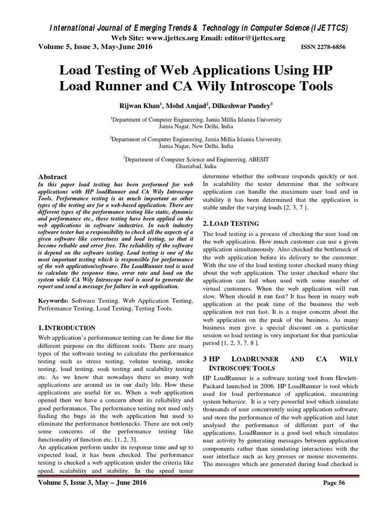 Load Testing of Web Applications Using HP Load Runner and CA Wily ...