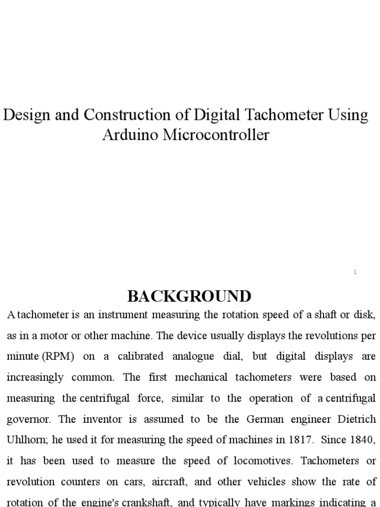 Design and Construction of Tachometer Using Arduino Microcontroller ...