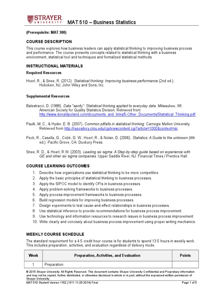 Mat510 Student Guide | PDF | Homework | Evaluation