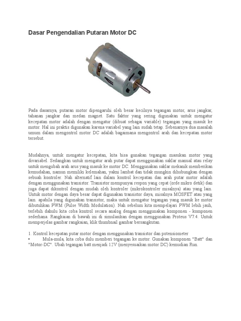 Dasar Pengendalian Putaran Motor DC | PDF | Sains & Matematika