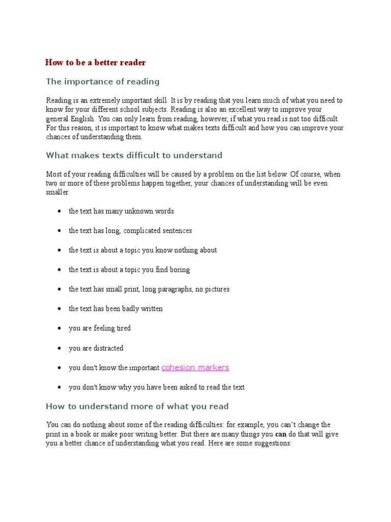 How To Be A Better Reader | PDF | Reading Comprehension | Reading (Process)