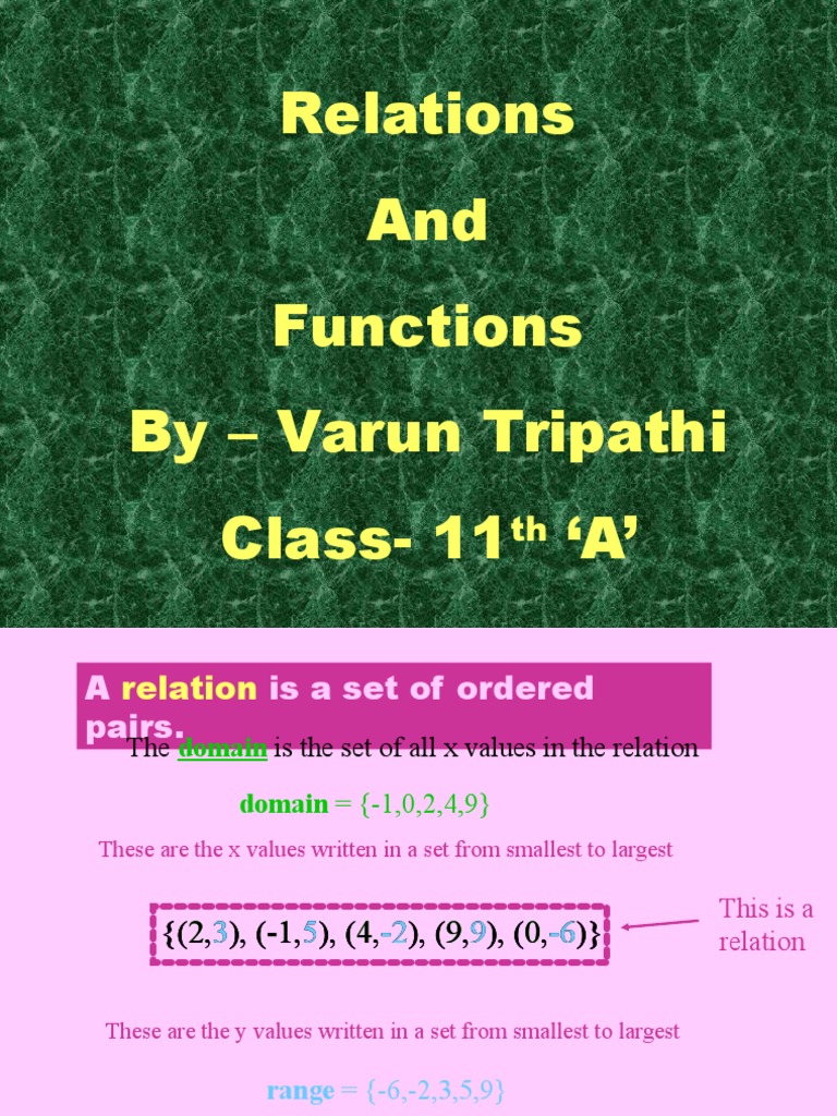 Relations And Functions By Varun Tripathi Class 11 A Pdf Function Mathematics