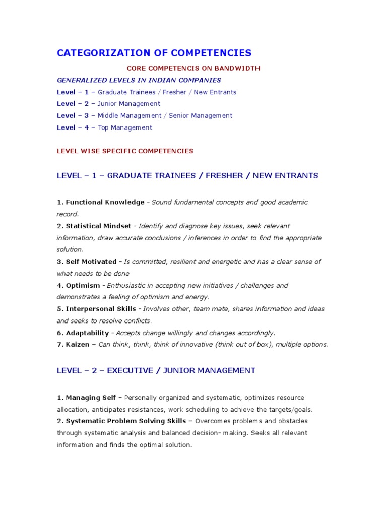 Categorization of Competencies | PDF | Competence (Human Resources) | Goal
