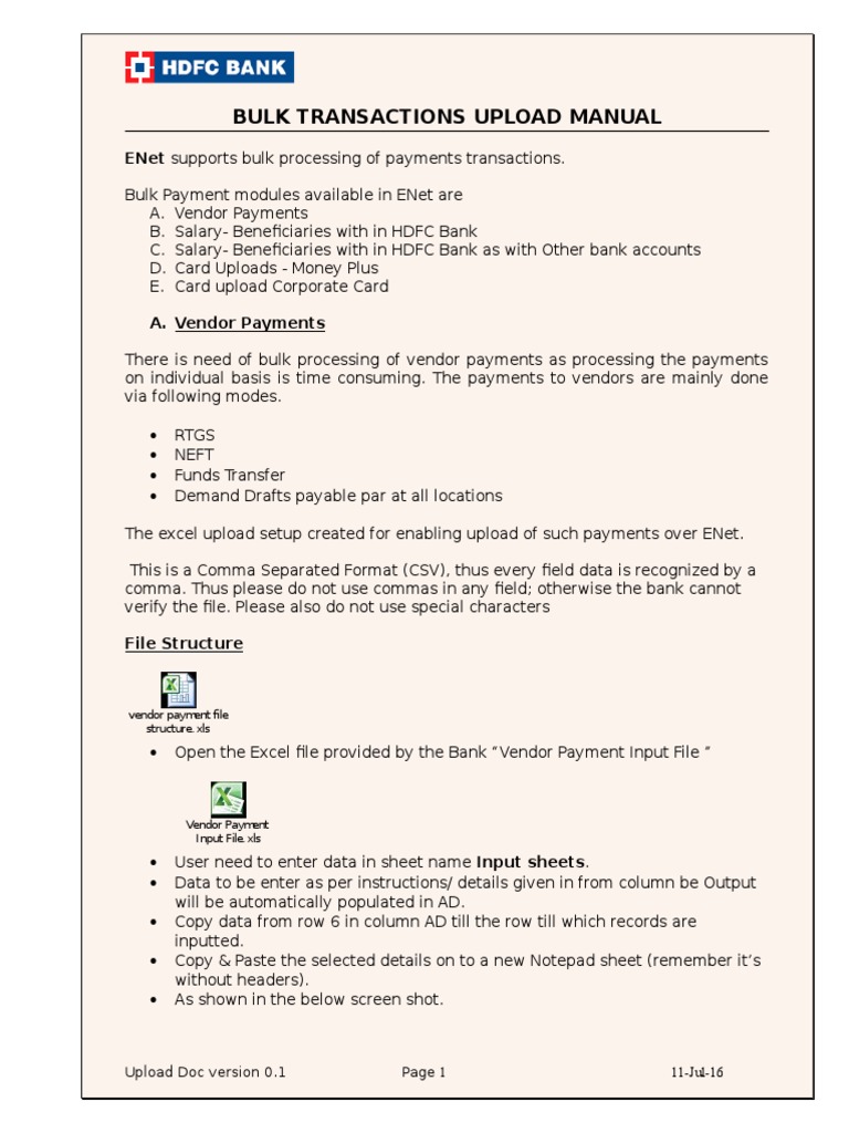 Upload Manual Bulk Payments - 040216 | PDF | Microsoft Excel | Debits ...