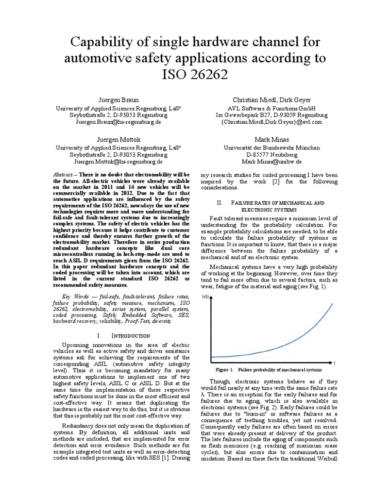 Capability of Single Hardware Channel For Automotive Safety ...