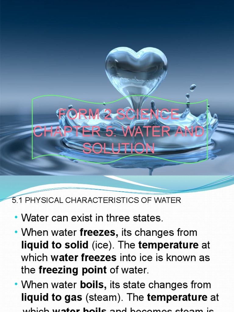 Form 2 Science Chapter 5: Water and Solution | PDF | Solution ...