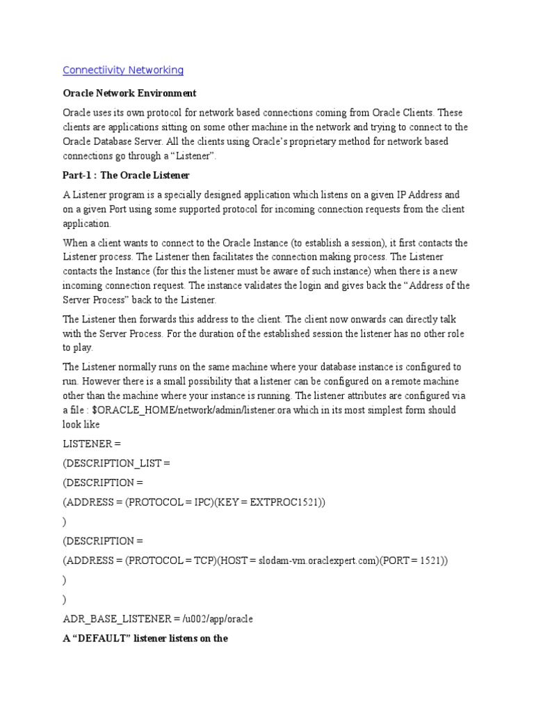 Connectiivity Networking Pdf Oracle Database Port Computer Networking