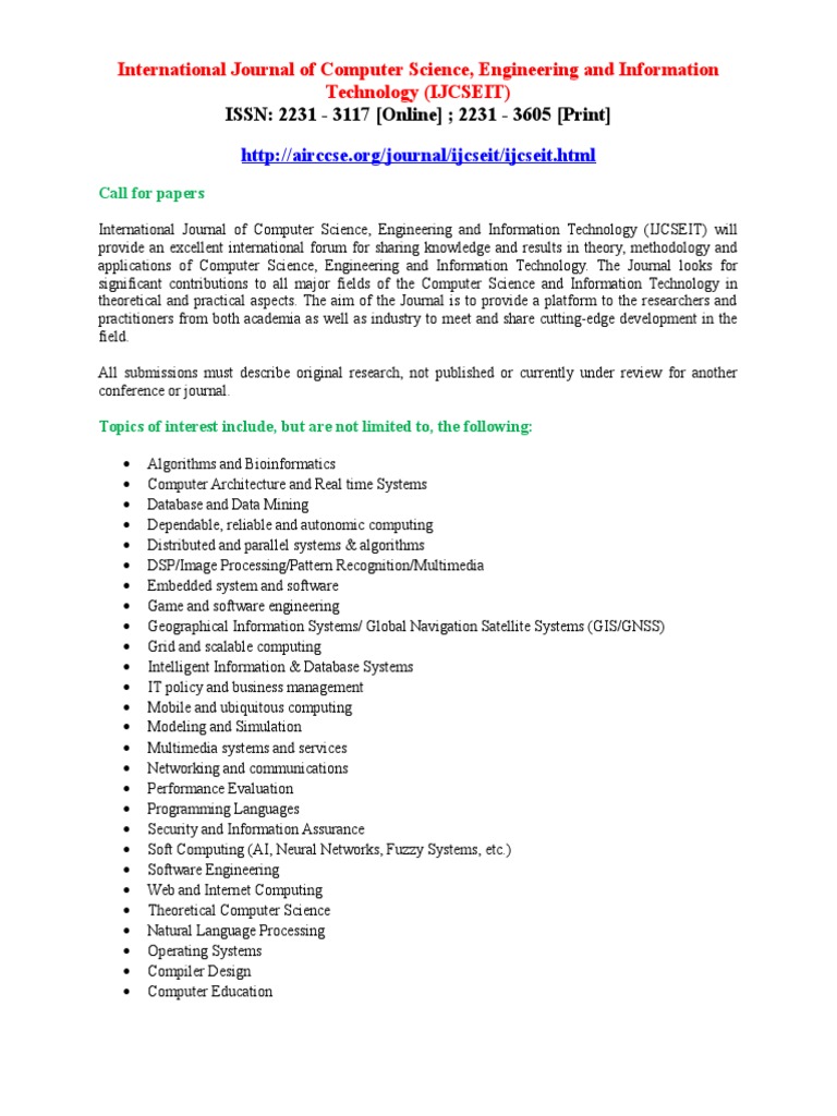 ISSN: 2231 - 3117 (Online) 2231 - 3605 (Print) | PDF | Computers