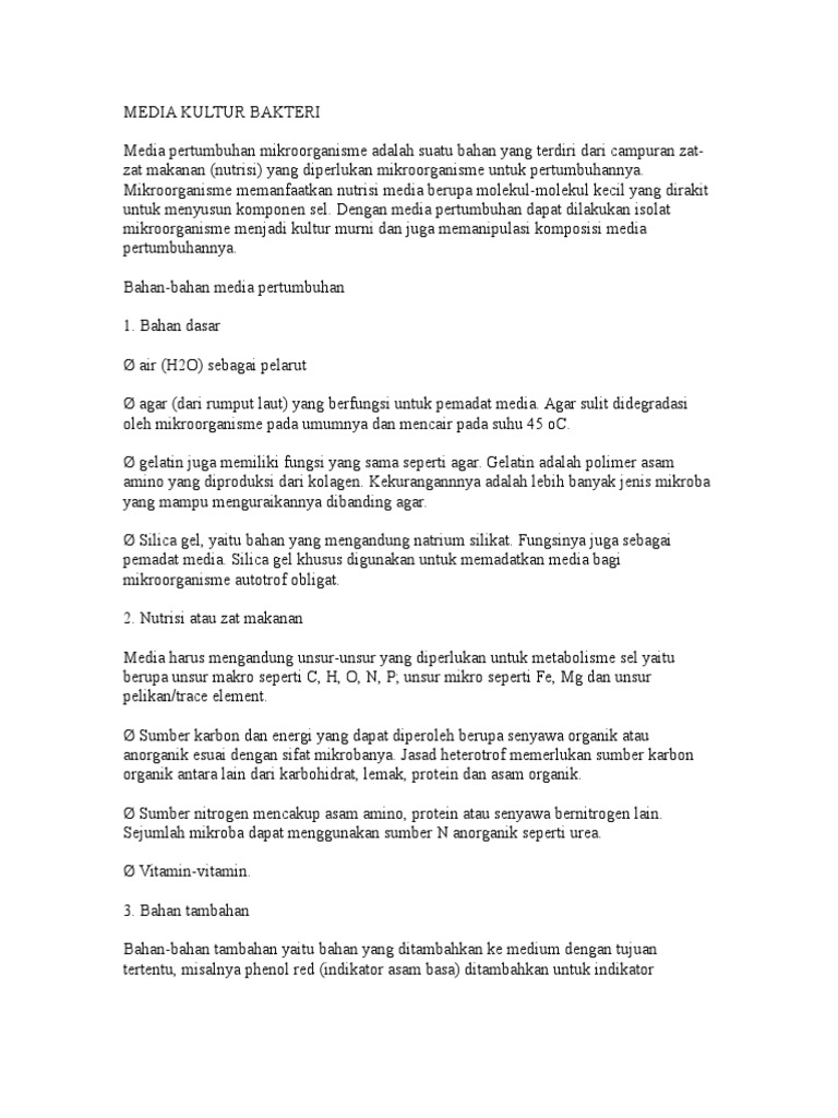 Media Kultur Bakteri | PDF