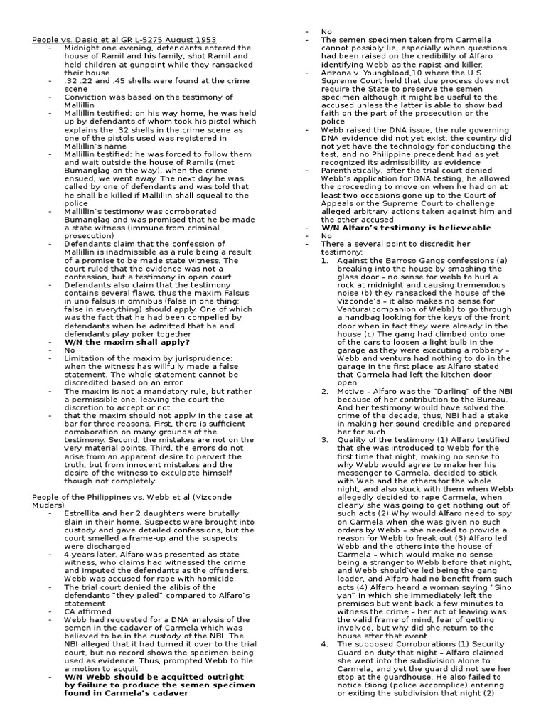 Case Summary Evidence | Download Free PDF | Witness | Confession (Law)