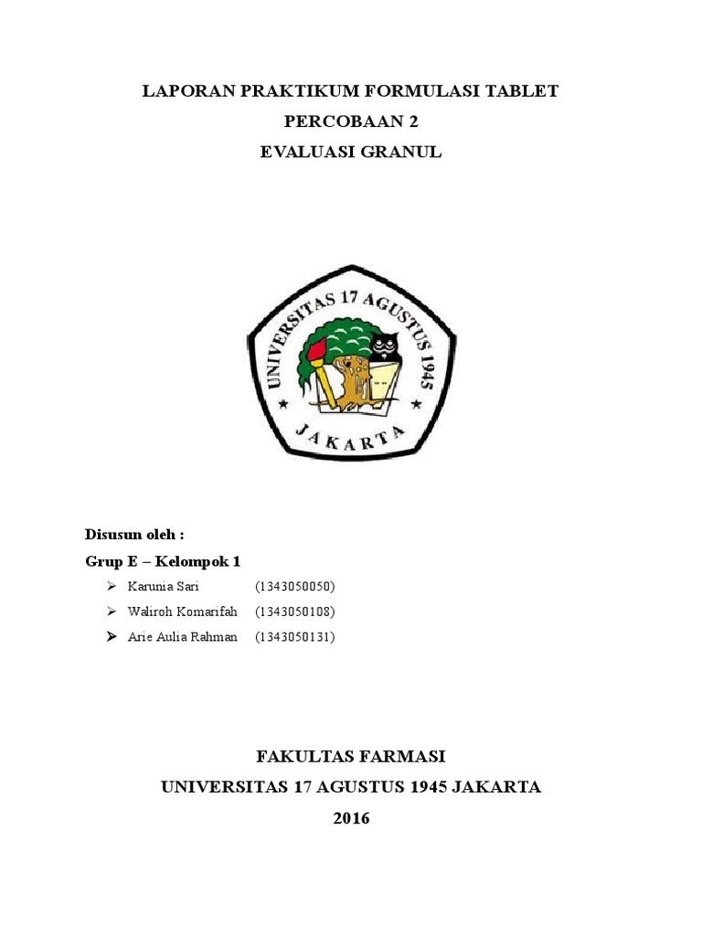Laporan Evaluasi Granul | PDF