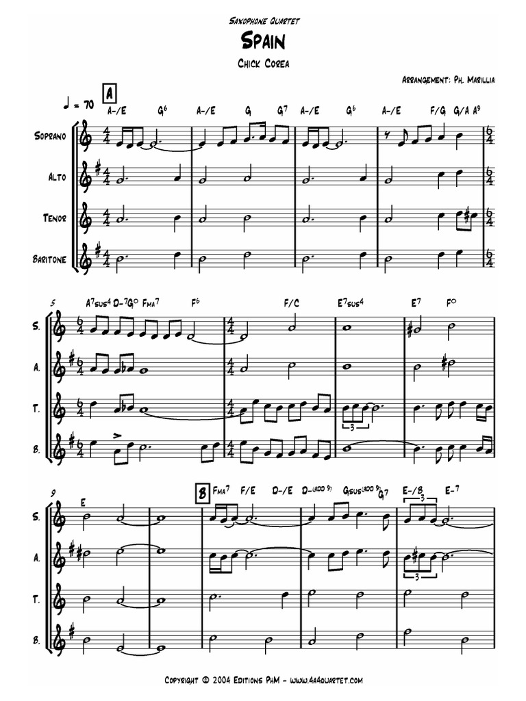 Spain - Sax Quartet PDF | PDF