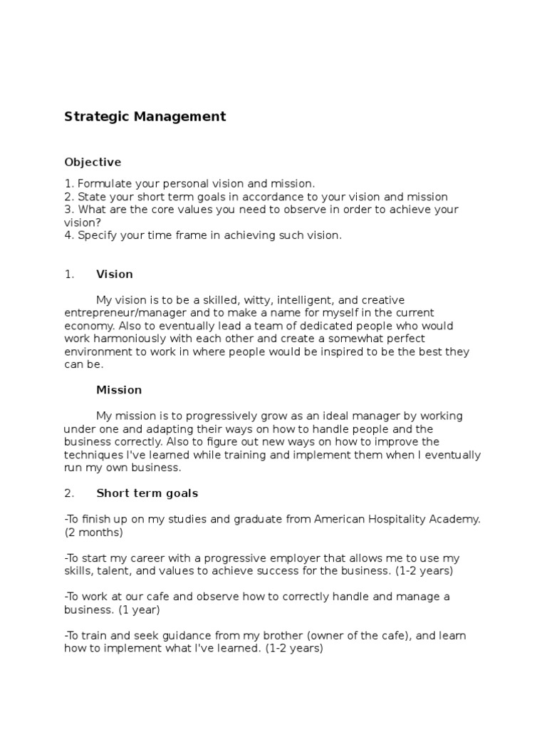 Strategic Management: Objective | PDF