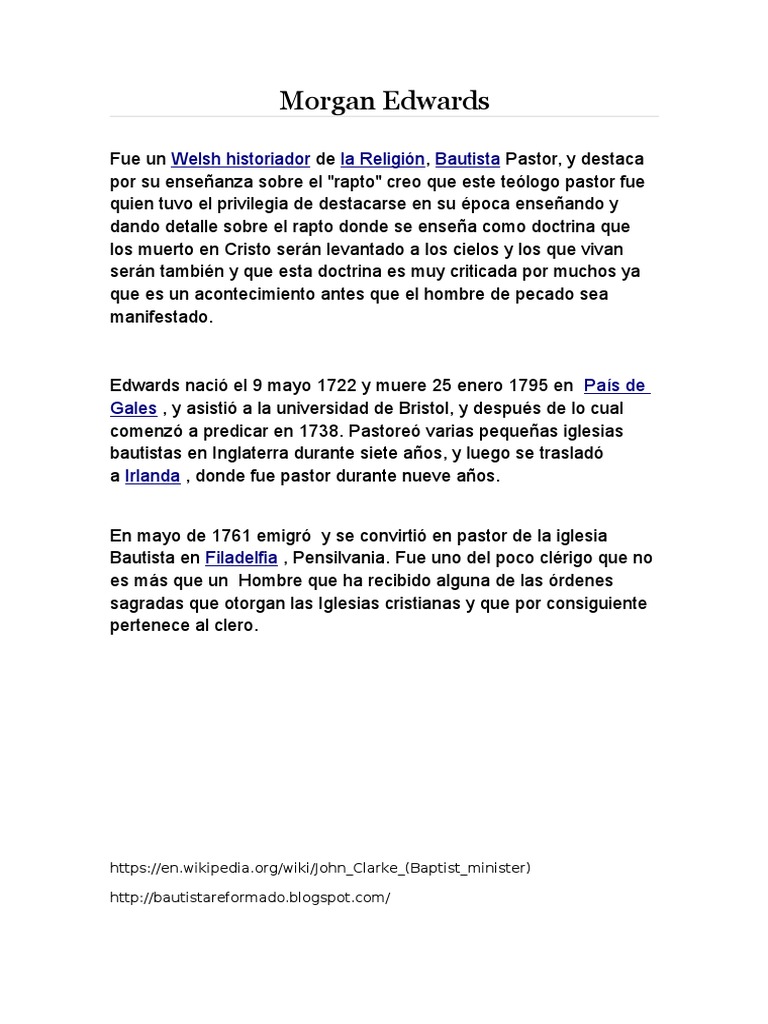 Morgan Edwards | PDF | Bautistas | Religiones mediterráneas antiguas