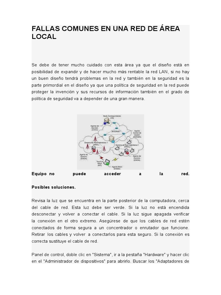 20 Fallos Comunes en Redes LAN | PDF | Protocolos de internet | Red de ...