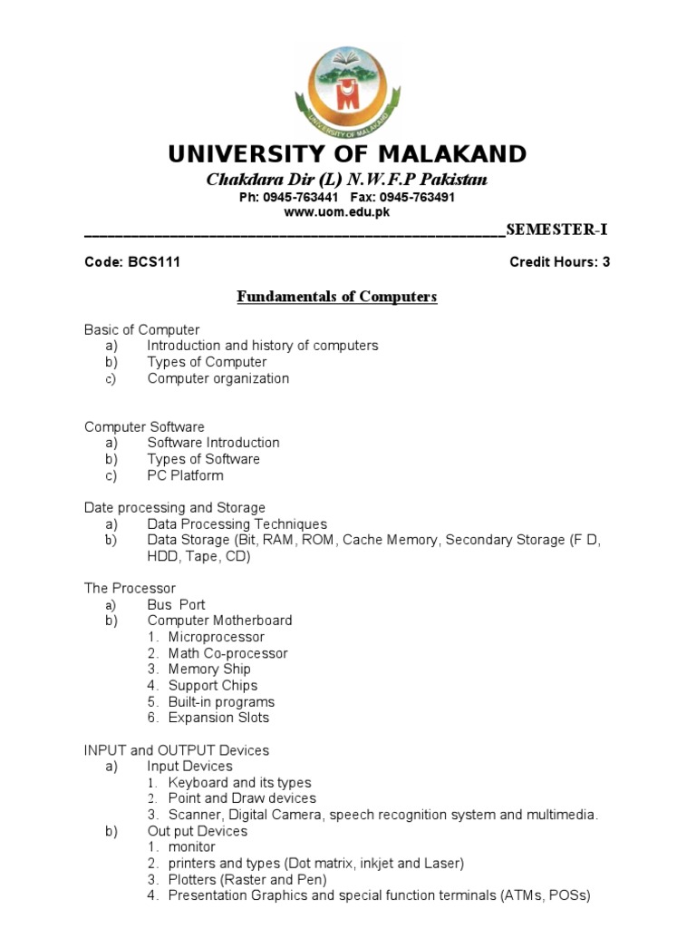 Over All BCS Syllabus | PDF | Finite Difference | Pointer (Computer Programming)