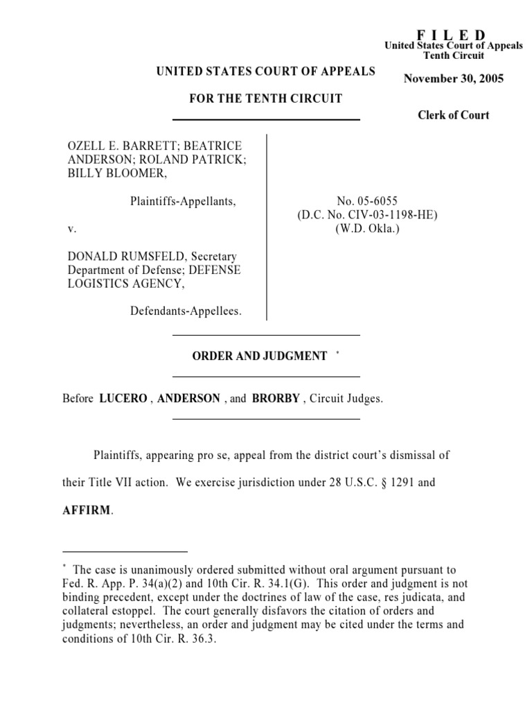 Barrett v. Rumsfeld, 10th Cir. (2005) | PDF | Equitable Tolling | Lawsuit
