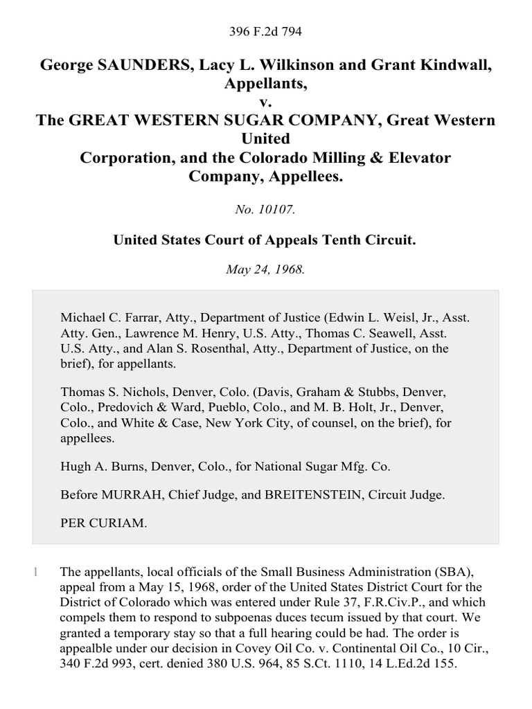 George Saunders, Lacy L. Wilkinson and Grant Kindwall v. The Great ...